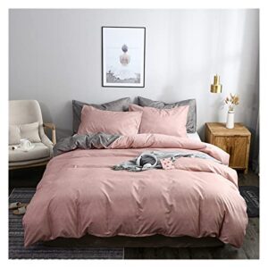 bedding set simple print duvet cover set microfiber beding set 3 pieces, ultra soft bedding comforter cover with 2 pillowcases , zipper closure and corner ties full bed set ( color : pink , size : eu-