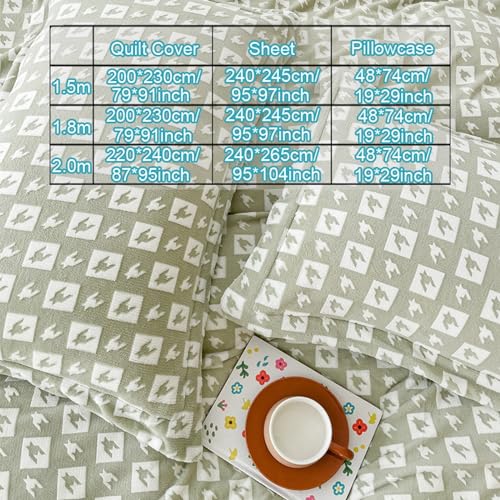 XHCTNN 4Pcs Queen Sheet Set - High Weight Milk Fleece Soft Beding Three Dimensional Carved Flower Plush Quilt Cover Pillowcase for Fall Winter(G,1.5m/200 * 230cm)