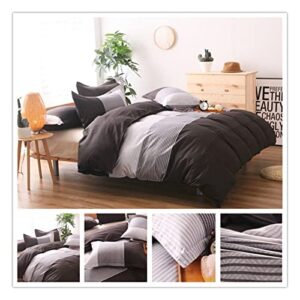 Bedding Sets Simple Striped Beding Set 3 Pieces Luxury Printed Duvet Cover Set Modern Stylish Soft Microfiber Quilt Cover (D US)