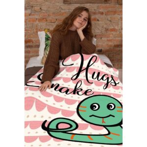 Cute Hugs Snake Flannel Blanket Fleece Cozy Throws Soft Blankets for Wedding Birthday Valentines Halloween Couch Beding Picnic-40“x30 XSmall for Pets