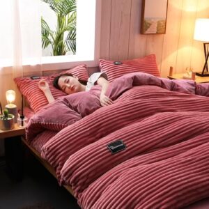 xhctnn milk fleece sheets king size - extra soft warm double sided fleece quilt cover pillowcase beding | 1 sheet | 1 quilt cover | 2 pillowcase(b,1.5m/180 * 220cm)