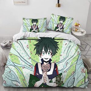 akardo hero school anime one for all izuku duvet covers, soft microfiber washed duvet cover set 3 pieces with zipper closure,beding set (08,king (104"x90"))