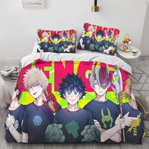 akardo hero school anime one for all izuku duvet covers, soft microfiber washed duvet cover set 3 pieces with zipper closure,beding set (14,full (79"x90"))