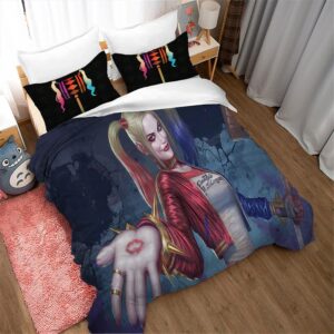 AKARDO X Squad Joker Girl harly Anime Duvet Covers, Soft Microfiber Washed Duvet Cover Set 3 Pieces with Zipper Closure,Beding Set (06,King (104"x90"))