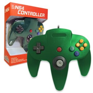 old skool classic wired controller joystick compatible with nintendo 64 n64 game system - green