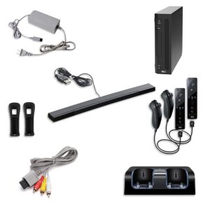 nintendo wii console, black premium bundle (renewed)