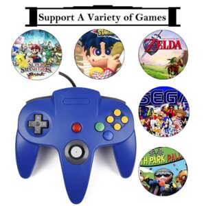 Tevodo N64 Controller, Upgraded Joystick Classic Wired Controller Compatible with N64 Console(Blue and Red)