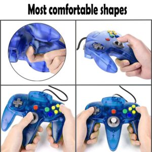 Tevodo N64 Controller, Upgraded Joystick Classic Wired Controller Compatible with N64 Console(Blue and Red)