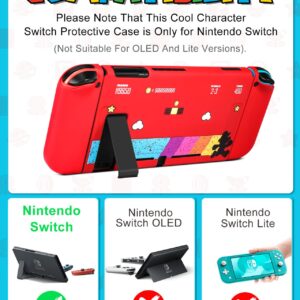 Gurgitat 8in1 Maro Switch Case for Nintendo Switch Carrying Cases & Storage Accessories Bundle Kit, Thumb Grips Button Caps+Game Card Holder+Dockable Cover Skin+Sticker for Switch Travel Pouch Bag