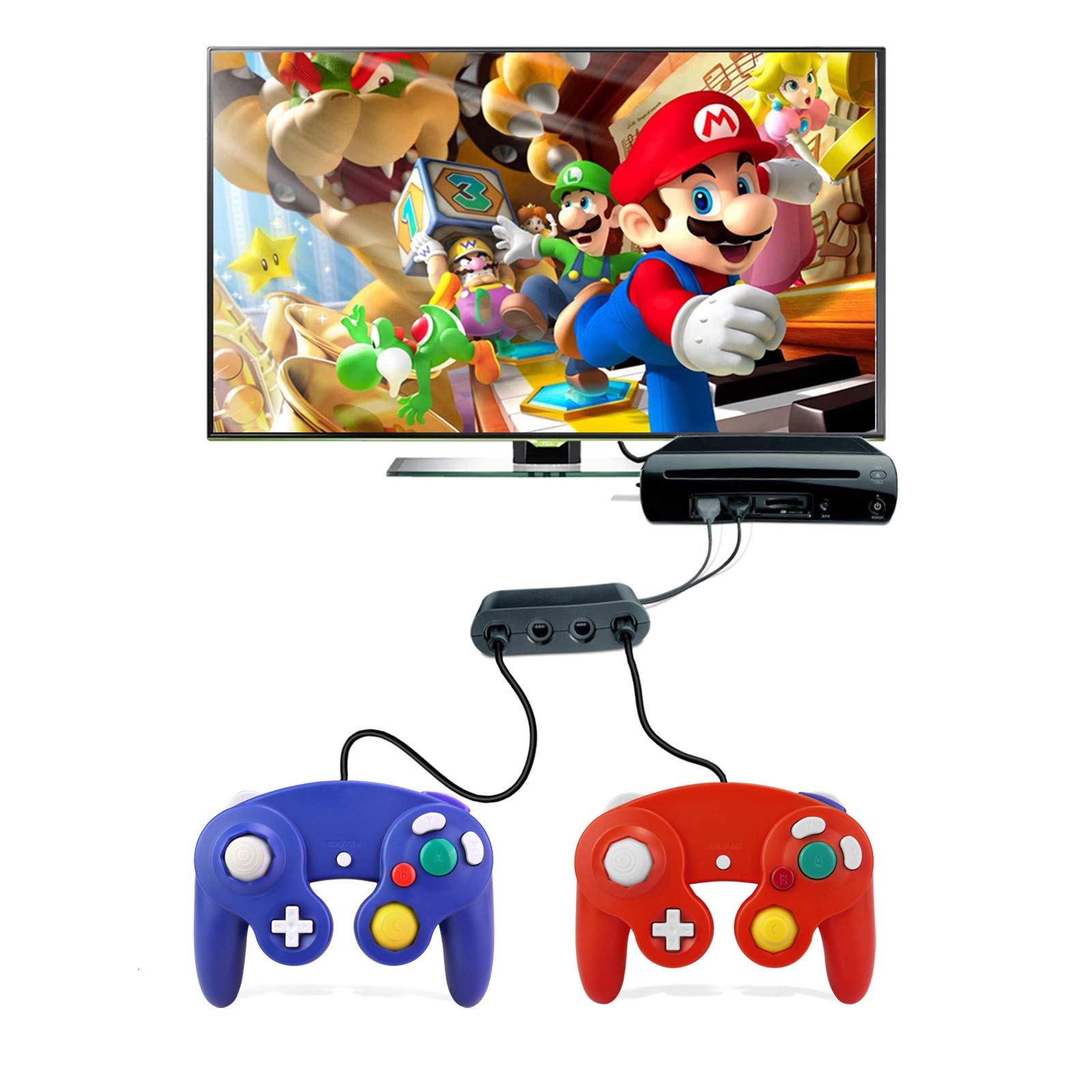 Liphontcta GALGO Gamecube Controllers, Classic Controller for Nintendo Gamecube and Compatible with Wii (Red & Deep Blue)