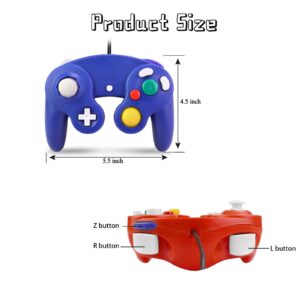 Liphontcta GALGO Gamecube Controllers, Classic Controller for Nintendo Gamecube and Compatible with Wii (Red & Deep Blue)