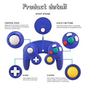 Liphontcta GALGO Gamecube Controllers, Classic Controller for Nintendo Gamecube and Compatible with Wii (Red & Deep Blue)