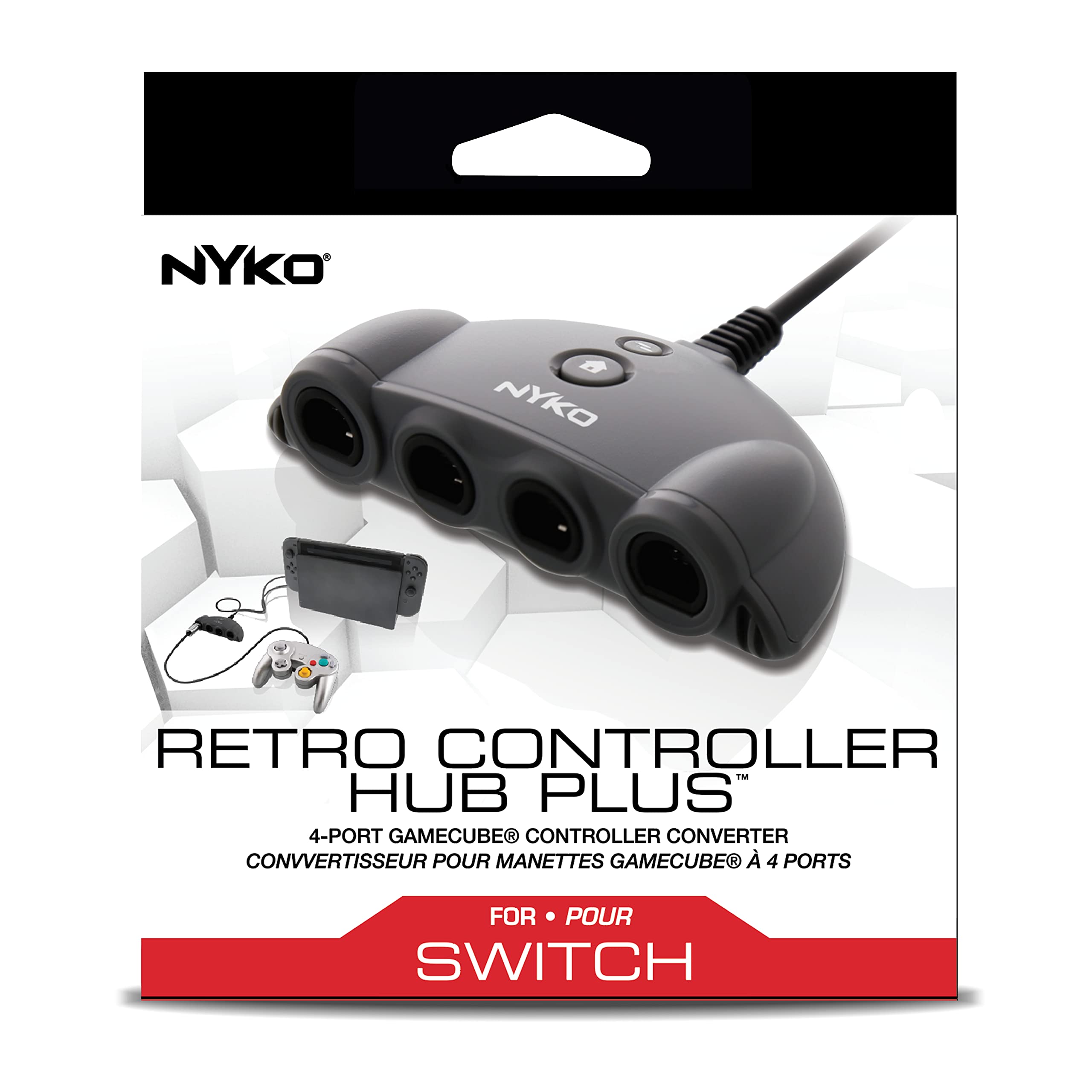 Nyko Retro Controller Hub Plus - Gamecube Controller Adapter for Nintendo Switch, Connect up to 4 Controllers with Turbo and Home Button, Compatible with Super Smash Bros