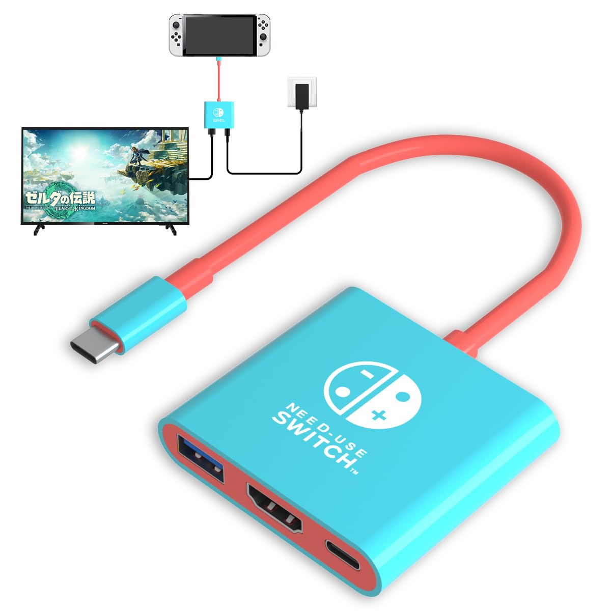 Switch Charger for Nintendo Fast Charger Cable + Portable Switch TV Dock Adapter Deal Bundle Off