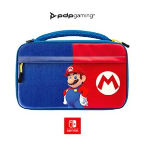 pdp messenger case with removable shoulder strap - holds 14 games & console - compatible with nintendo switch/ lite/ oled - power pose mario