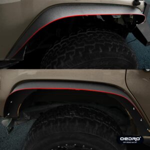 OEDRO Flat Front & Rear Fender Flares Compatible with 2007-2018 Jeep Wrangler JK & JKU Unlimited, 4 PCS Off-Road Steel Liner Set