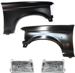 evan fischer front fender set of 4 compatible with 1992-1996 ford bronco, fits 1992-1996 ford f-150 primed steel driver and passenger side