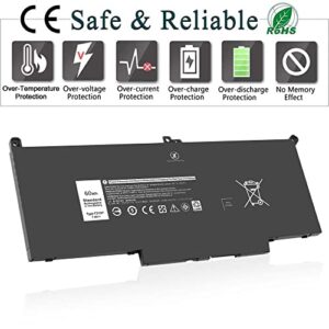 VNYUNQWE F3YGT Latitude 7480 Battery 7490 Battery 2X39G 60WH for Dell Latitude 12 7000 7280 7290/13 7000 7380 7390 P29S002/14 7000 7480 7490 P73G002 Series DM3WC KG7VF P73G 451-BBYE 453-BBCF