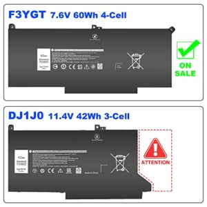 VNYUNQWE F3YGT Latitude 7480 Battery 7490 Battery 2X39G 60WH for Dell Latitude 12 7000 7280 7290/13 7000 7380 7390 P29S002/14 7000 7480 7490 P73G002 Series DM3WC KG7VF P73G 451-BBYE 453-BBCF