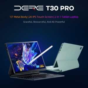 Docooler T30Pro 13-inch 2K IPS Touch Screen Tablet Laptops - 16GB RAM 512G-1T SSD Office Learning Computer with D-Pencil Ultrabook Windows 11, Rich Ports, Webcam(Front/Back) for Meeting Office Study