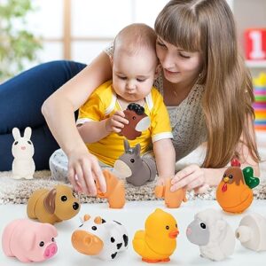 Farm Animal Learning Toys for Toddlers Age 1, 2, 3 Year Old, 10 Pack Montessori Matching Fine Motor Toys, Birthday for Baby Boys & Girls 12-18 Months+