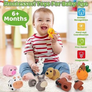 Farm Animal Learning Toys for Toddlers Age 1, 2, 3 Year Old, 10 Pack Montessori Matching Fine Motor Toys, Birthday for Baby Boys & Girls 12-18 Months+