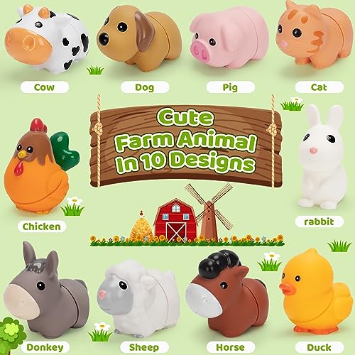 Farm Animal Learning Toys for Toddlers Age 1, 2, 3 Year Old, 10 Pack Montessori Matching Fine Motor Toys, Birthday for Baby Boys & Girls 12-18 Months+