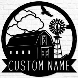 Personalized Farm Sign | Metal Barn Windmill Sign | Custom Ranch Decor | Barn Art | Large Rustic Sign | Personalized Wedding Gift | Outdoor Barn Sign | Boho Decor | Family Farm Sign | Metal Wall Art