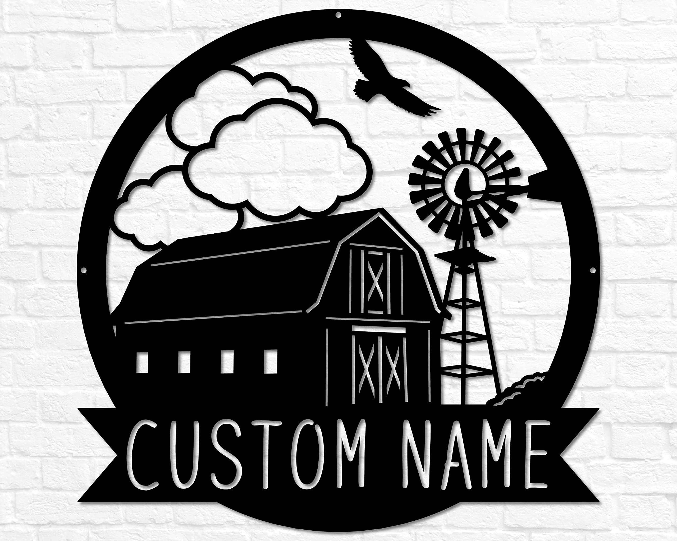 Personalized Farm Sign | Metal Barn Windmill Sign | Custom Ranch Decor | Barn Art | Large Rustic Sign | Personalized Wedding Gift | Outdoor Barn Sign | Boho Decor | Family Farm Sign | Metal Wall Art