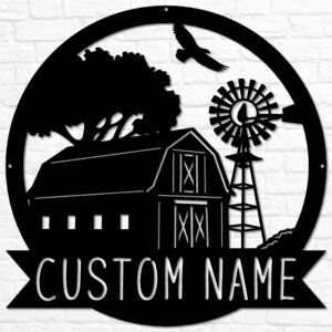 Personalized Farm Sign | Metal Barn Windmill Sign | Custom Ranch Decor | Barn Art | Large Rustic Sign | Personalized Wedding Gift | Outdoor Barn Sign | Boho Decor | Family Farm Sign | Metal Wall Art