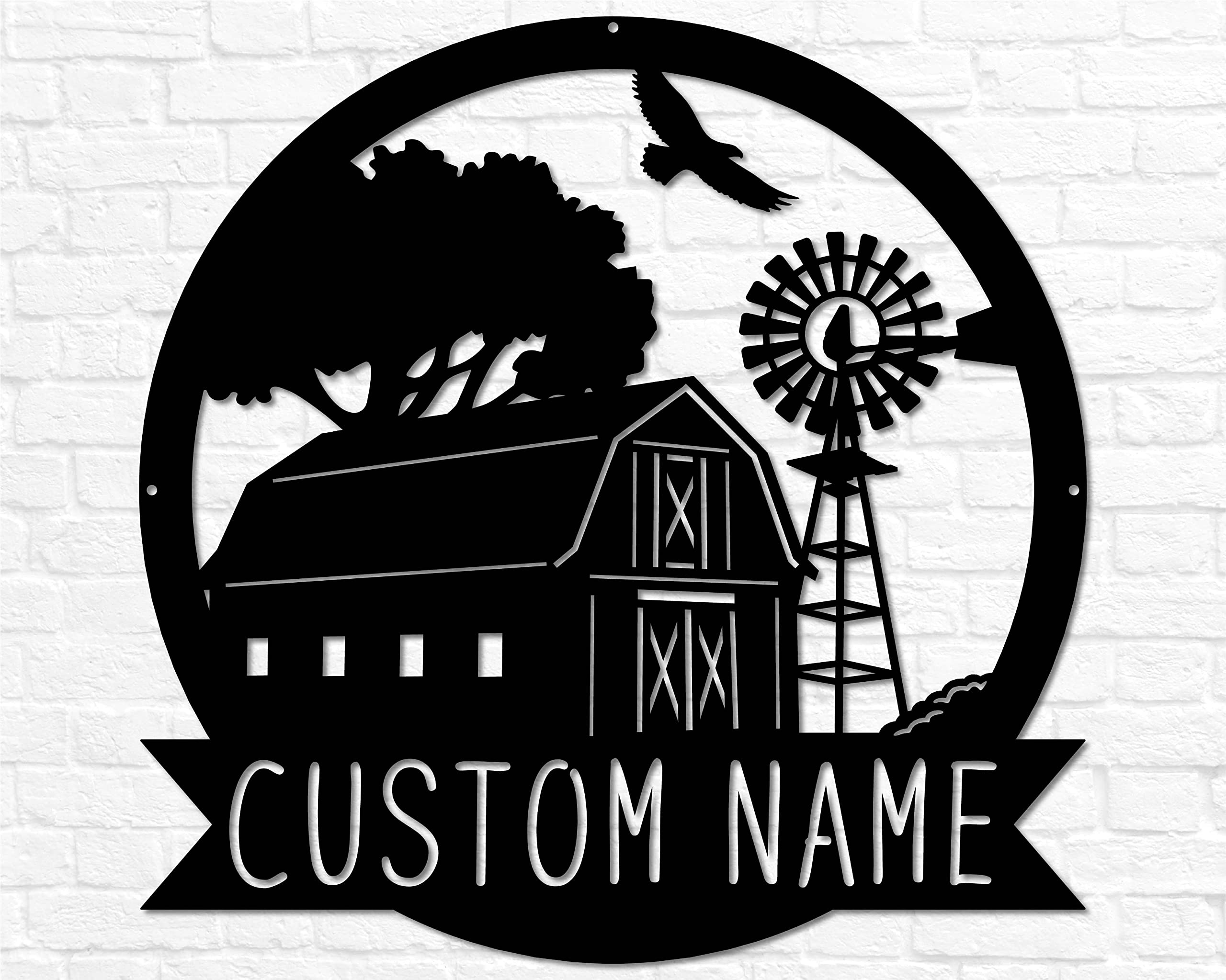 Personalized Farm Sign | Metal Barn Windmill Sign | Custom Ranch Decor | Barn Art | Large Rustic Sign | Personalized Wedding Gift | Outdoor Barn Sign | Boho Decor | Family Farm Sign | Metal Wall Art