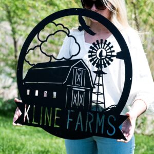 Personalized Farm Sign | Metal Barn Windmill Sign | Custom Ranch Decor | Barn Art | Large Rustic Sign | Personalized Wedding Gift | Outdoor Barn Sign | Boho Decor | Family Farm Sign | Metal Wall Art