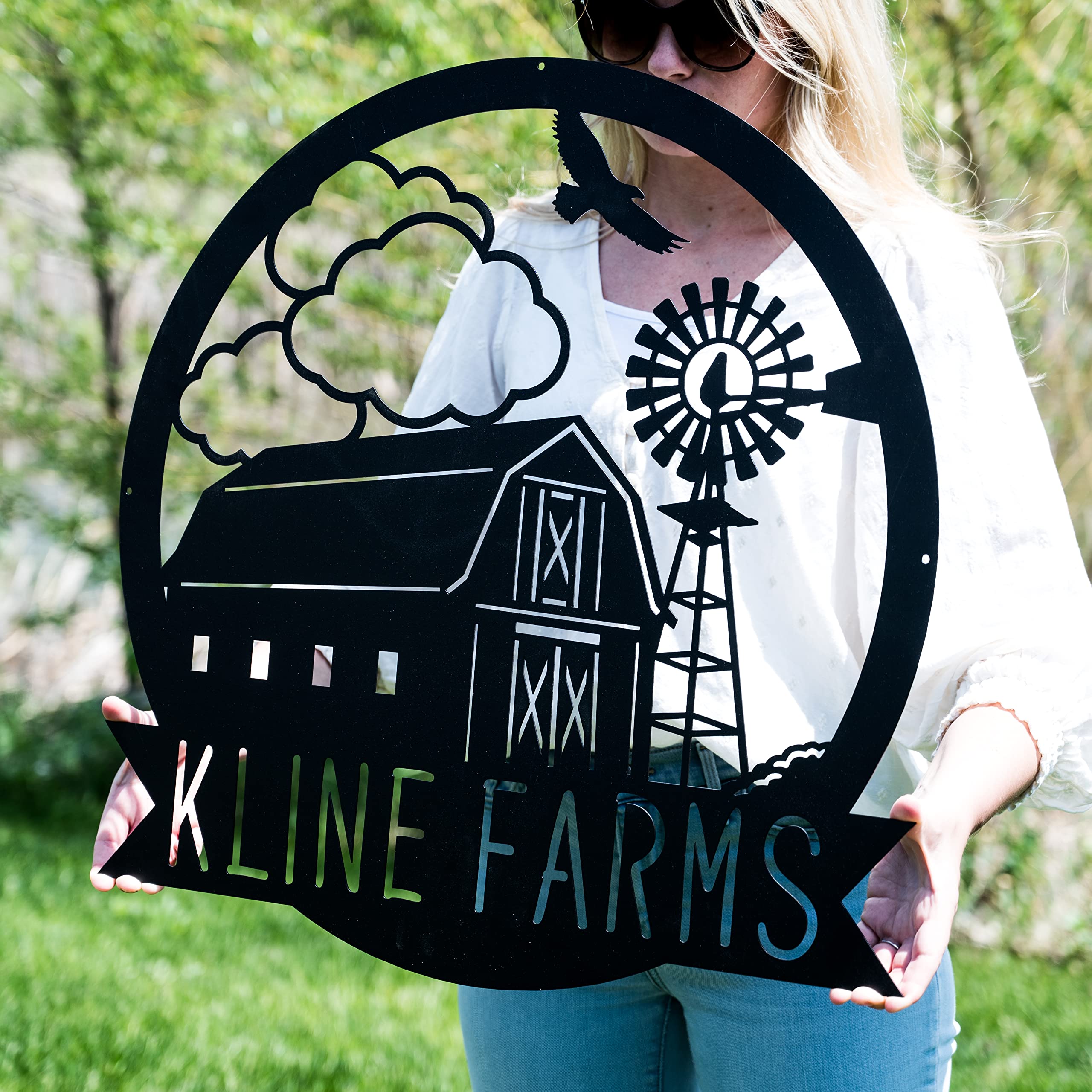 Personalized Farm Sign | Metal Barn Windmill Sign | Custom Ranch Decor | Barn Art | Large Rustic Sign | Personalized Wedding Gift | Outdoor Barn Sign | Boho Decor | Family Farm Sign | Metal Wall Art