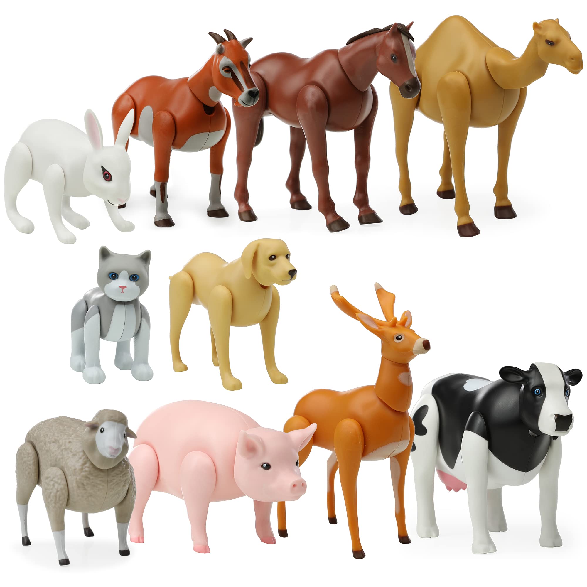 Beverly Hills Doll Collection Farm Animal Toys Set of 10, Large Toy Farm Animals for Toddlers, Plastic Animal Figures, Realistic Animal Figurines for Kids