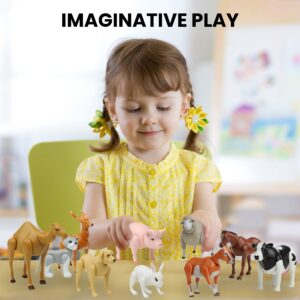 Beverly Hills Doll Collection Farm Animal Toys Set of 10, Large Toy Farm Animals for Toddlers, Plastic Animal Figures, Realistic Animal Figurines for Kids