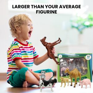 Beverly Hills Doll Collection Farm Animal Toys Set of 10, Large Toy Farm Animals for Toddlers, Plastic Animal Figures, Realistic Animal Figurines for Kids