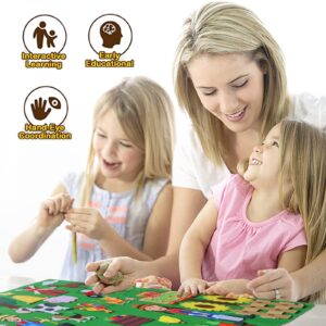 HomeMall 40Pcs Farm Animals Felt Story Board Set, 3.5 Ft Toddlers Preschool Farmhouse Themed Early Learning Storytelling Flannel Board - Barnyard Domestic Livestock Interactive Play Kit for Boys Girls