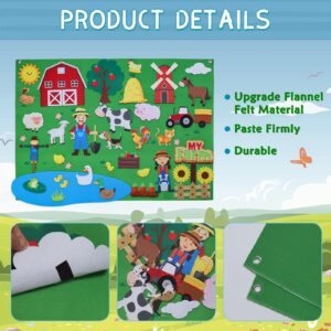 HomeMall 40Pcs Farm Animals Felt Story Board Set, 3.5 Ft Toddlers Preschool Farmhouse Themed Early Learning Storytelling Flannel Board - Barnyard Domestic Livestock Interactive Play Kit for Boys Girls