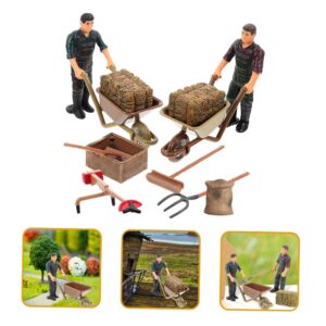 KOMBIUDA 12pcs Farm Accessories Model Sand Tray Miniatures Lawn Mower Accessories Cow Accessories Miniature Farmer Mini Mower Farm Playset Miniature Tools for Crafts Mini Farm Toys