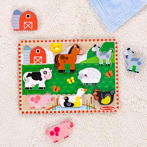 Melissa & Doug Farm Wooden Chunky Puzzle (8 pcs) - FSC Certified