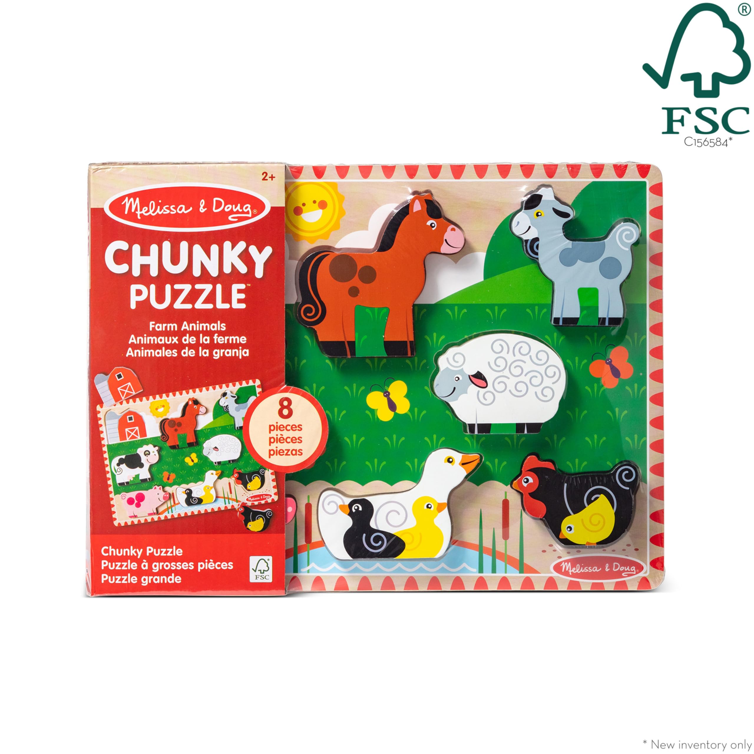 Melissa & Doug Farm Wooden Chunky Puzzle (8 pcs) - FSC Certified