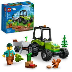 lego city park tractor 60390, toy with trailer for kids ages 5 plus, farm vehicle construction set with animal figures and gardener minifigure, gift idea