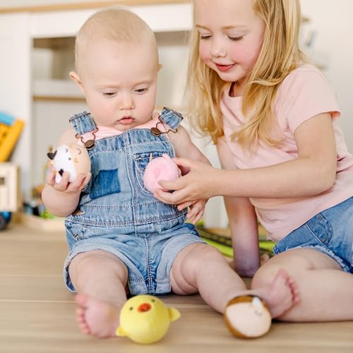 Melissa & Doug Rollables Farm Friends Infant and Toddler Toy (4 Pieces), 4 soft, round animal toys