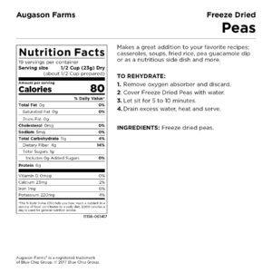 Augason Farms Freeze Dried Peas #10 Can, 16 oz