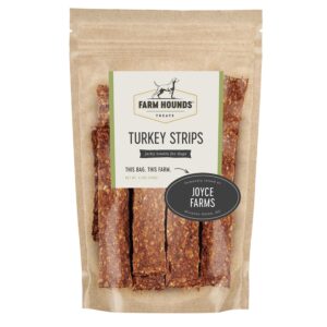 farm hounds turkey strips for dogs, natural & healthy dog jerky treats, dog chews & snacks for training & rewarding, made in usa, turkey strip treat, 4.5oz