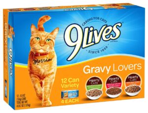 9lives gravy favorites wet cat food variety pack, 5.5oz cans