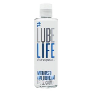 lube life water-based anal lubricant, personal backdoor lube for men, women and couples, non-staining, 8 fl oz