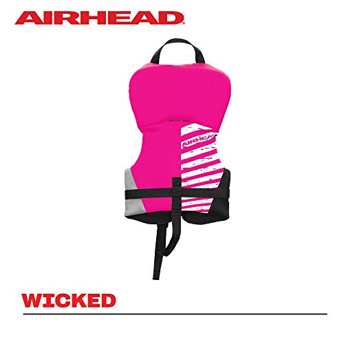 Airhead Infant Type II Life Jacket | US Coast Guard Approved | Closed Sided, Quick-Dry | Secure Buckles & Zipper | Wicked Kwik-Dry NeoLite Flex | Hot Pink