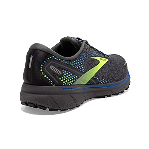 Brooks Ghost 14 Sneakers for Men Offers Soft Fabric Lining, Plush Tongue and Collar, and L Lace-Up Closure Shoes Black/Blue/Nightlife 9 D - Medium