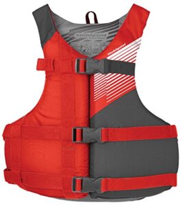 stohlquist fit youth (50-90 lbs) high mobility pfd life jacket vest - coast guard approved for kids, lightweight buoyancy foam, fully adjustable for children & juniors | red & gray, (qf1850610j)